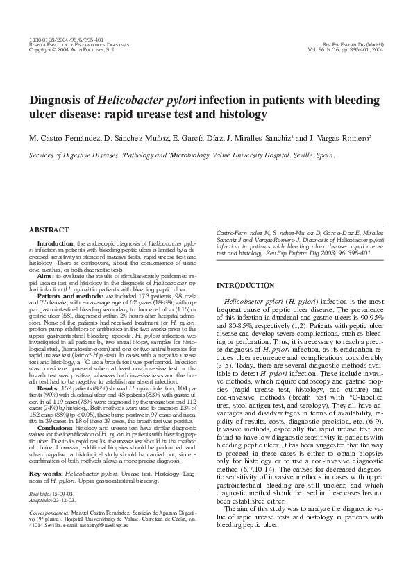 (PDF) [Diagnosis of Helicobacter pylori infection in children based on ...
