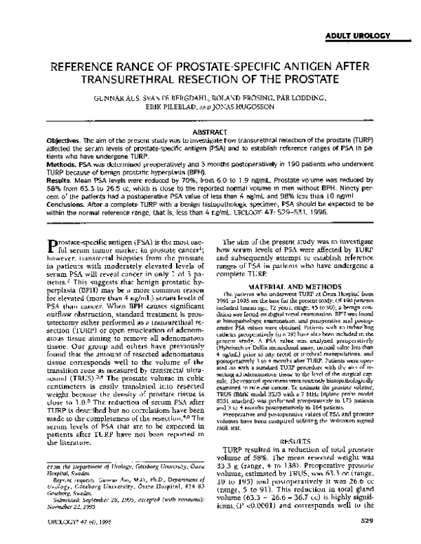 (PDF) Reference range of prostate-specific antigen after transurethral ...