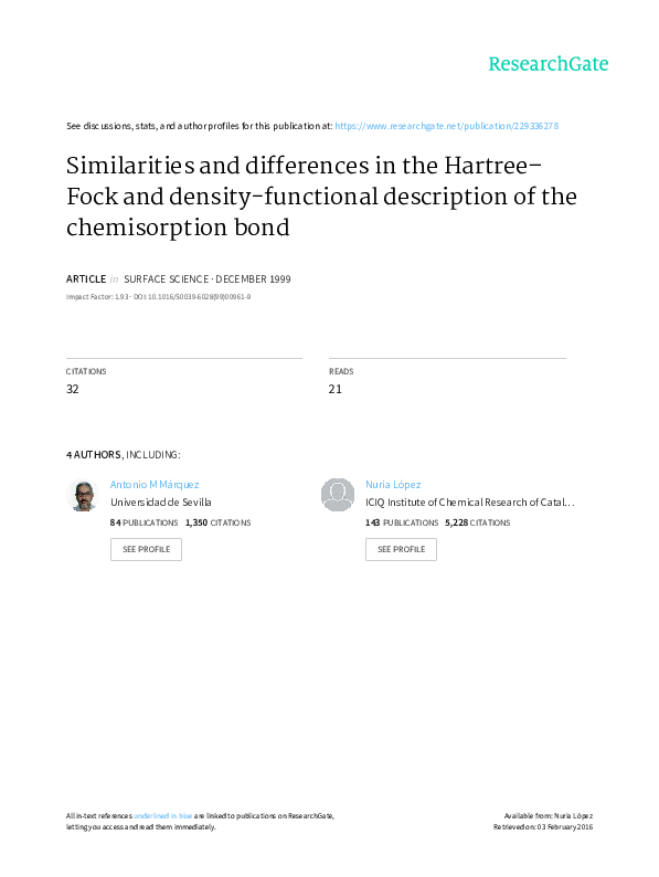 (PDF) Similarities and differences in the Hartree–Fock and density-functional description of the ...