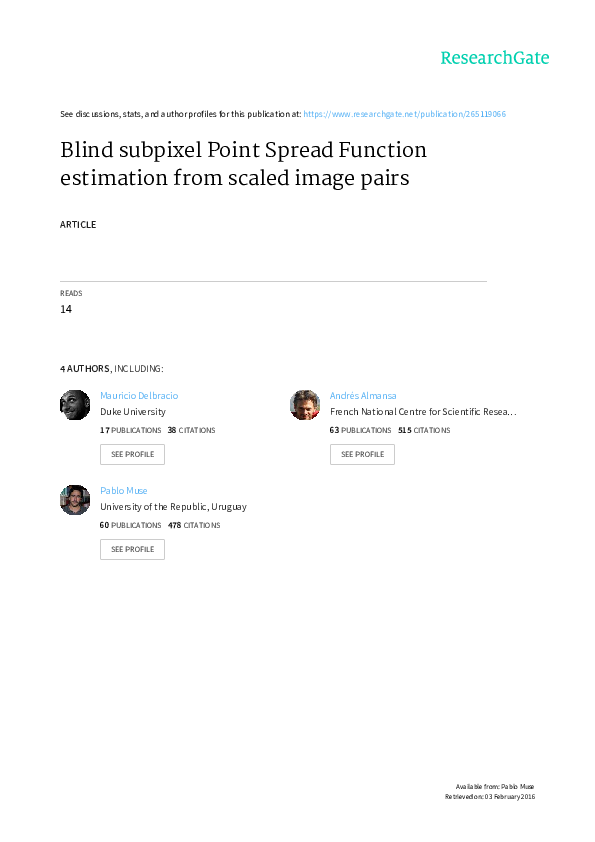 (PDF) Blind subpixel Point Spread Function estimation from scaled image ...