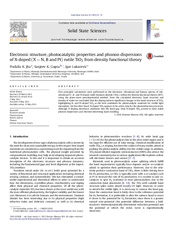 Pdf Electronic Structure Photocatalytic Properties And Phonon