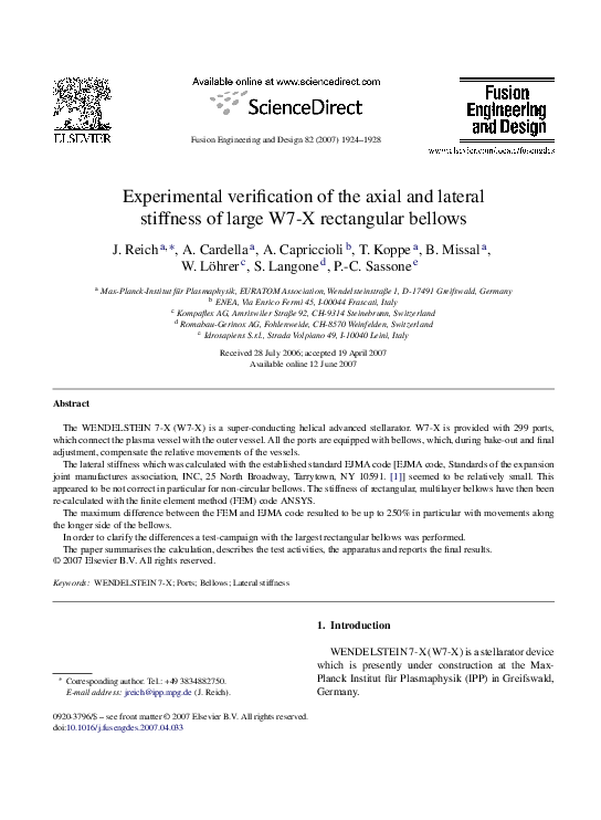 Experimental verification of the axial and lateral stiffness of large ...