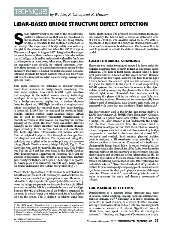Pdf Lidar Based Bridge Structure Defect Detection