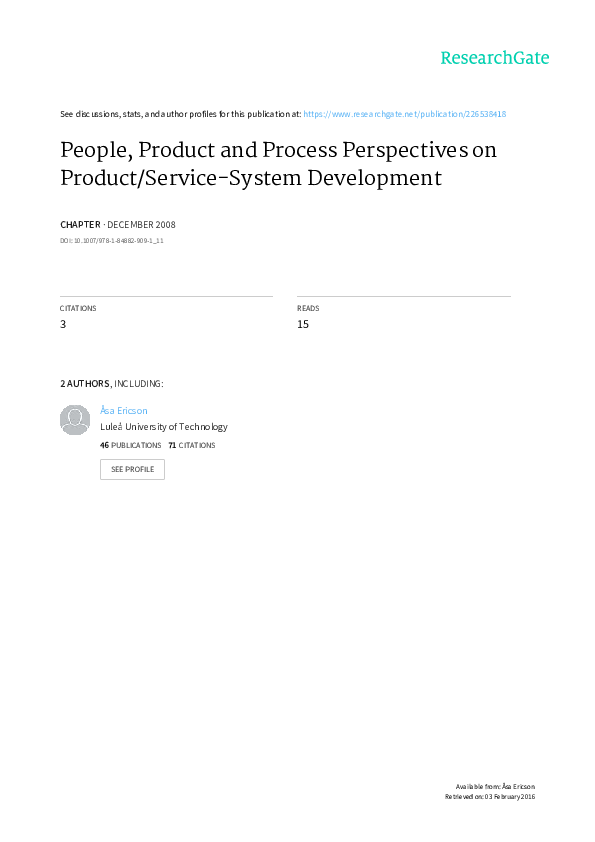 (PDF) People, Product and Process Perspectives on Product/Service ...