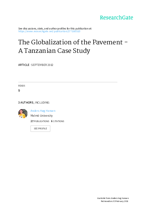 (PDF) The Globalization of the Pavement - A Tanzanian Case Study