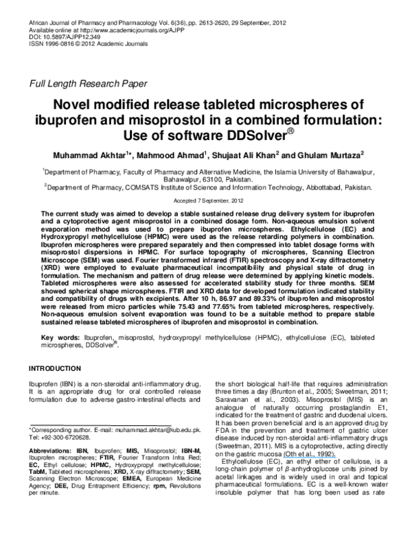 (PDF) Novel modified release tableted microspheres of ibuprofen and ...