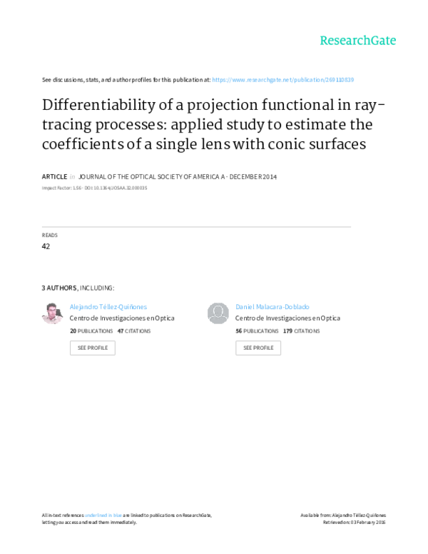 (PDF) Differentiability of a projection functional in ray-tracing ...