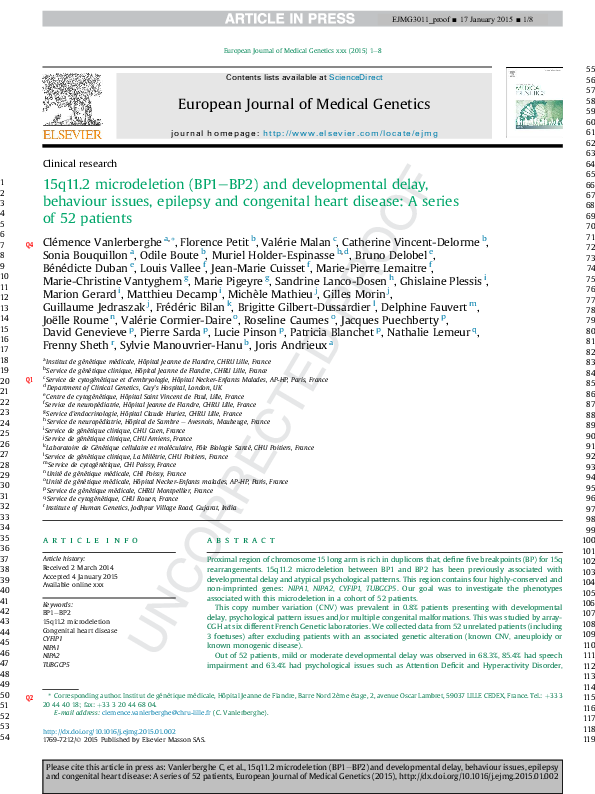 (PDF) 15q11.2 microdeletion (BP1-BP2) and developmental delay ...