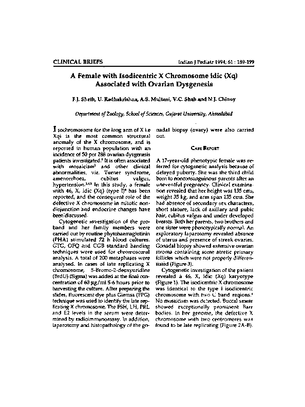 (PDF) A female with isodicentric X chromosome idic (Xq) associated with ...