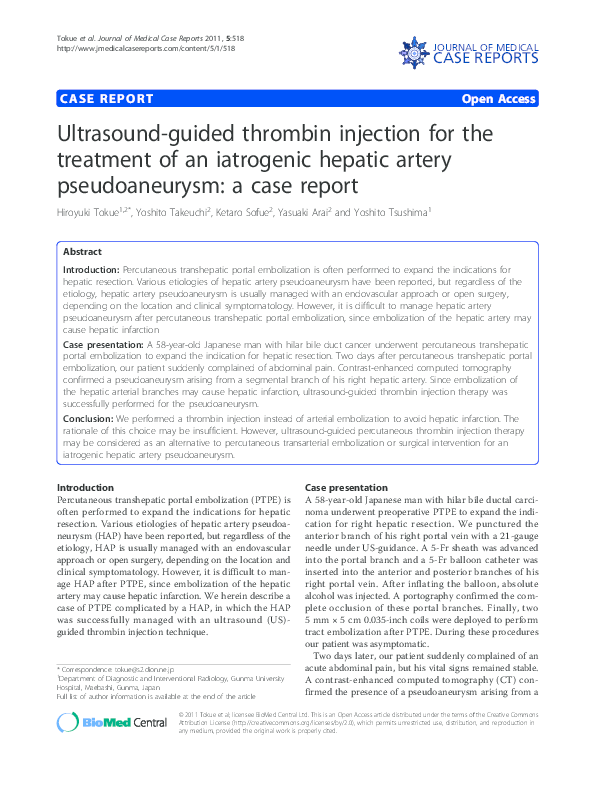 (PDF) Ultrasound-Guided Thrombin Injection for the Treatment of ...