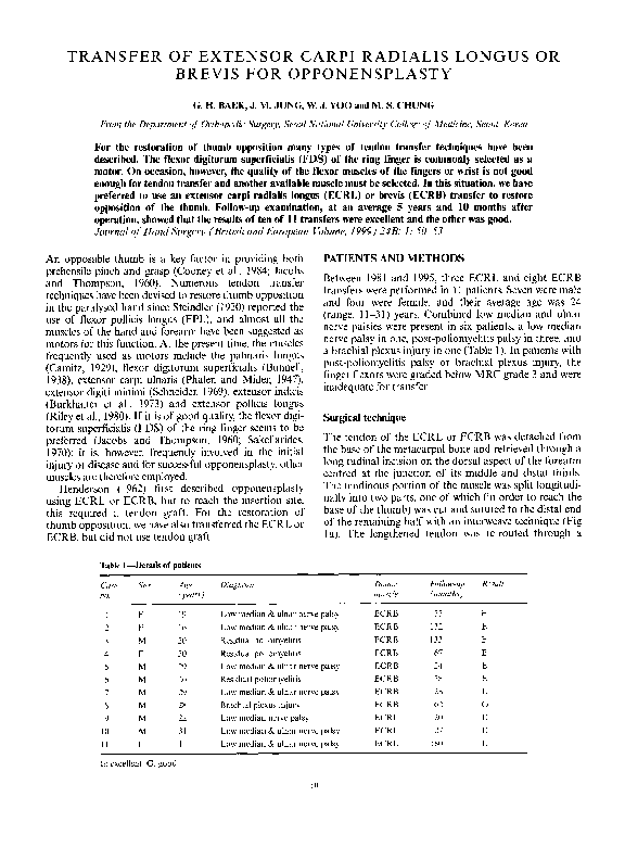 (PDF) Transfer of extensor carpi radialis longus or brevis for ...