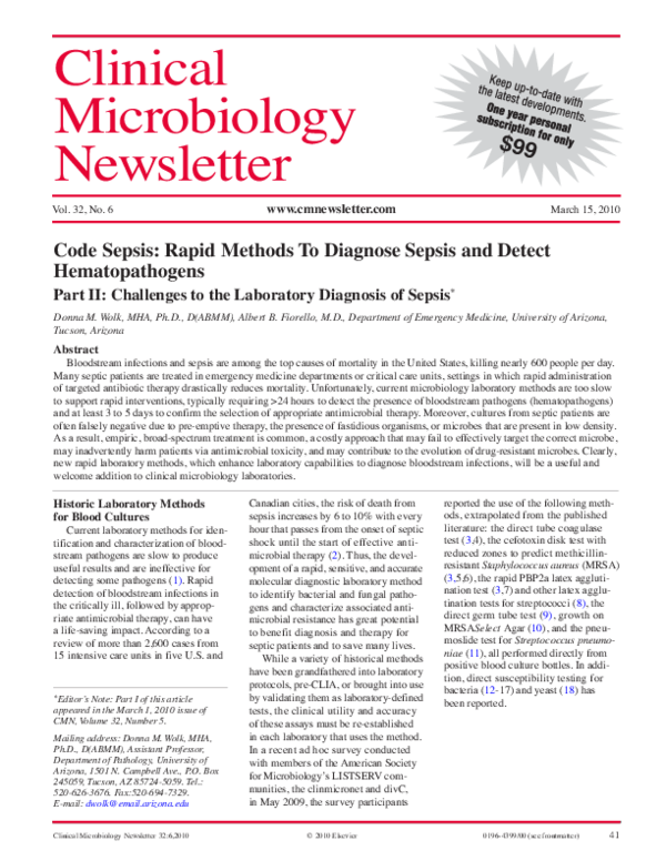 (PDF) Code Sepsis: Rapid Methods To Diagnose Sepsis and Detect ...