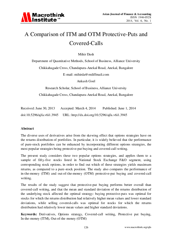 (PDF) A Comparison of ITM and OTM Protective-Puts and Covered-Callsthe ...