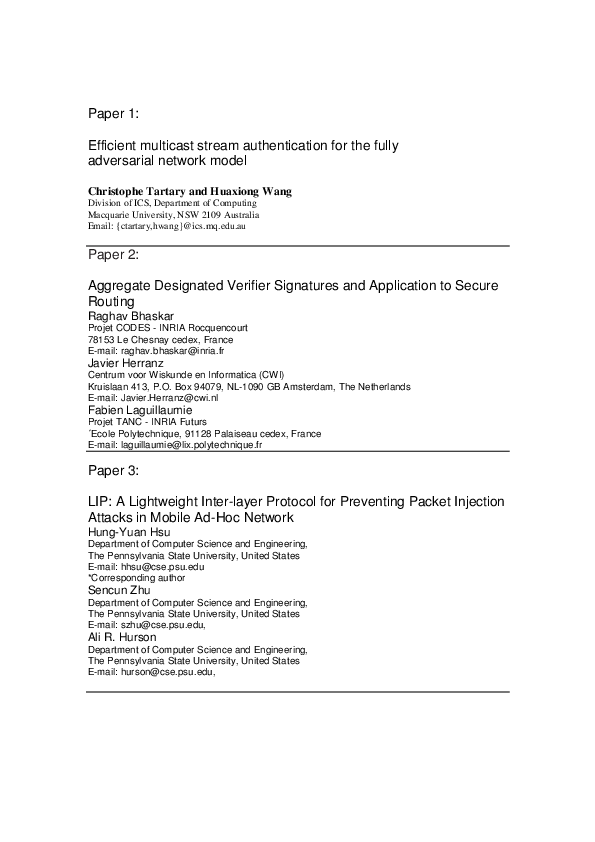 (PDF) Multicast Stream Authentication via Codes