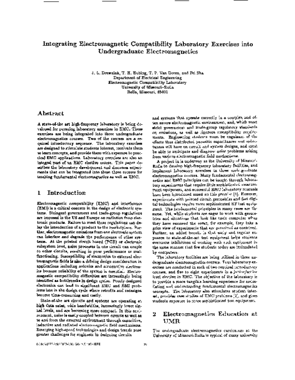 (PDF) Integrating electromagnetic compatibility laboratory exercises ...