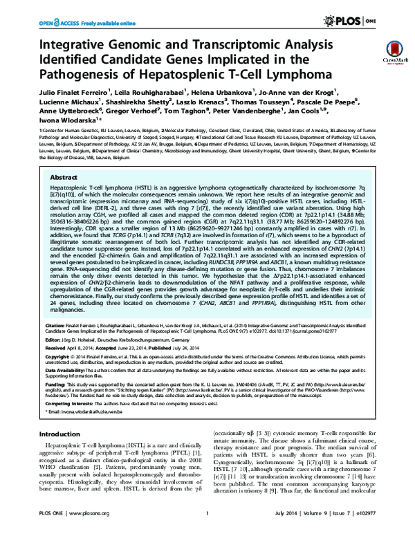 (PDF) Genomic Analysis of Breast Cancer Subtypes