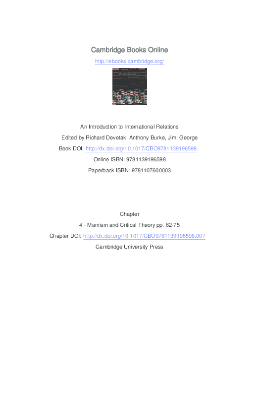 (PDF) Marxism and Critical Theory