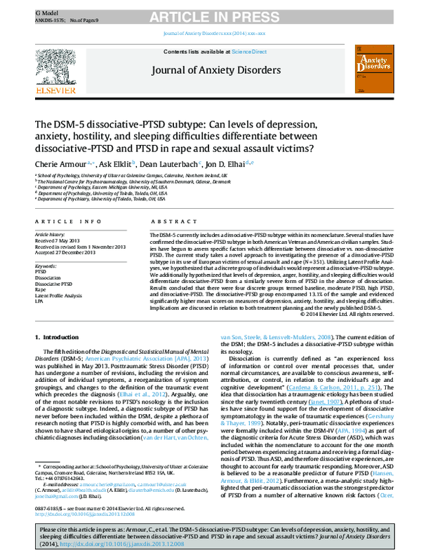 (PDF) The DSM-5 dissociative-PTSD subtype: Can levels of depression ...