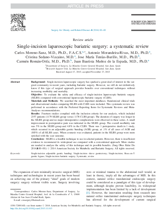 (PDF) Single-incision laparoscopic bariatric surgery