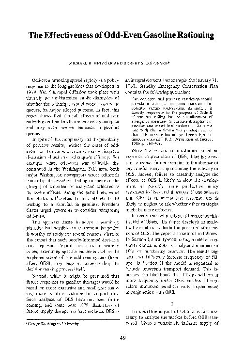 (PDF) The effectiveness of odd-even gasoline rationing