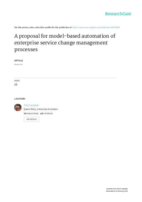 (PDF) A proposal for model-based automation of enterprise service ...