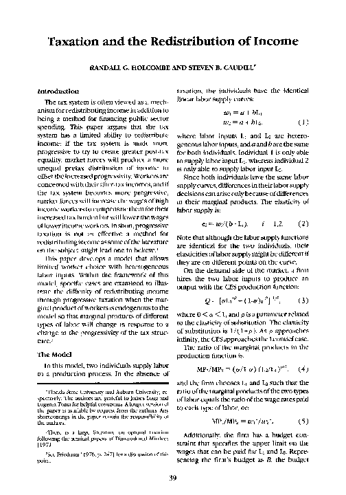 (PDF) Taxation and the redistribution of income