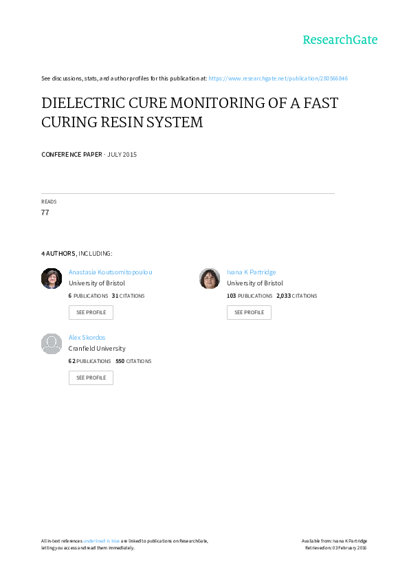 (PDF) DIELECTRIC CURE MONITORING OF A FAST CURING RESIN SYSTEM