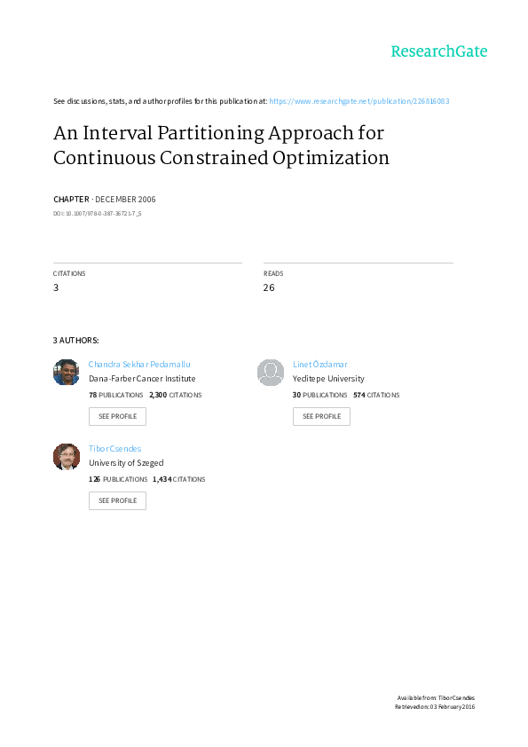 (PDF) An Interval Partitioning Approach for Continuous Constrained Optimization