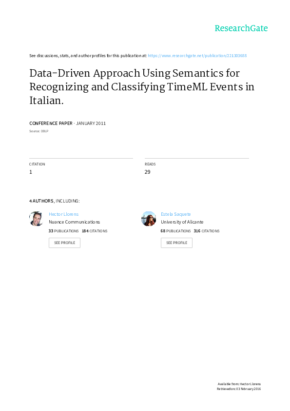 (PDF) Data-Driven Approach Using Semantics for Recognizing and ... (PDF) Data-Driven Approach Using Semantics for Recognizing and ...