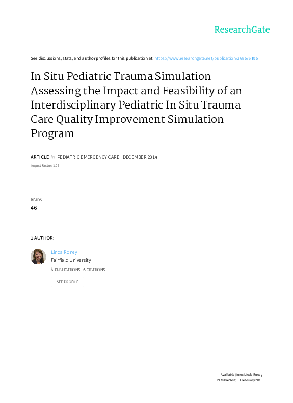 (PDF) In situ pediatric trauma simulation: assessing the impact and ...
