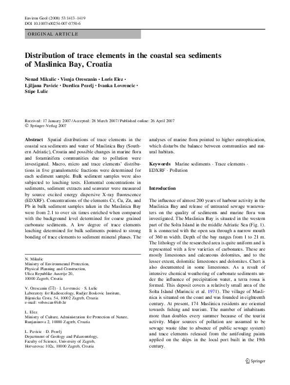 (PDF) DISTRIBUTION OF TRACE ELEMENTS IN THE COASTAL SEA SEDIMENTS: PUNAT BAY IN THE NORTHERN ...
