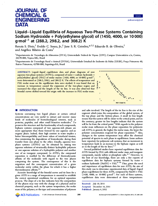 (PDF) Liquid–Liquid Equilibria of an Aqueous Two-Phase System Containing Poly(ethylene) Glycol ...