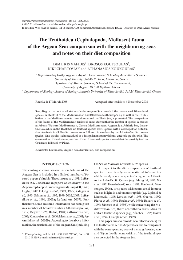 (PDF) The Teuthoidea (Cephalopoda, Mollusca) fauna of the Aegean Sea ...