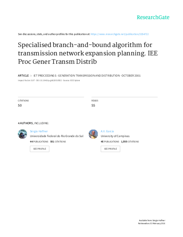 (PDF) Specialised branch-and-bound algorithm for transmission network ...