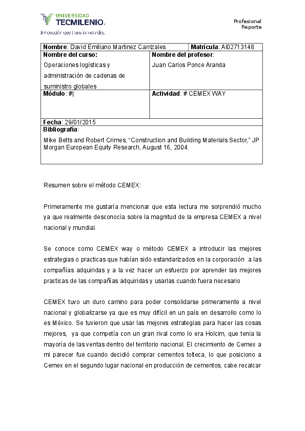 (DOC) Resumen Cemex way