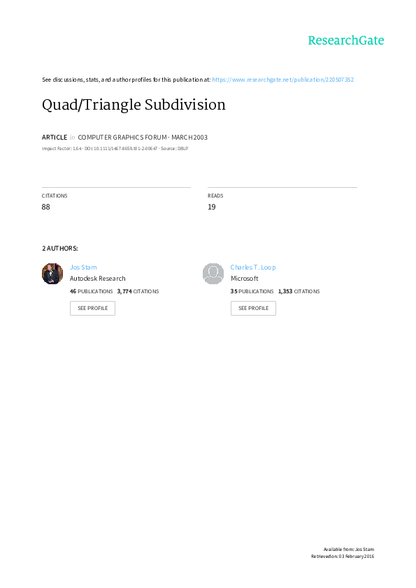 (PDF) Quad/Triangle Subdivision