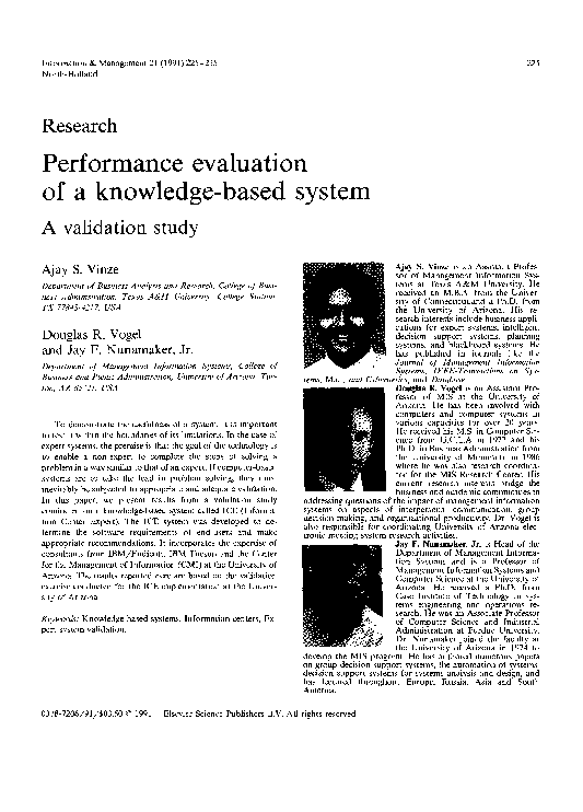 (PDF) Performance evaluation of a knowledge-based system