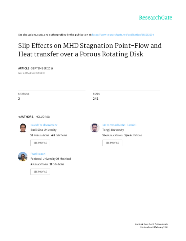 (PDF) Slip Effects on MHD Stagnation Point-flow and Heat Transfer over ...