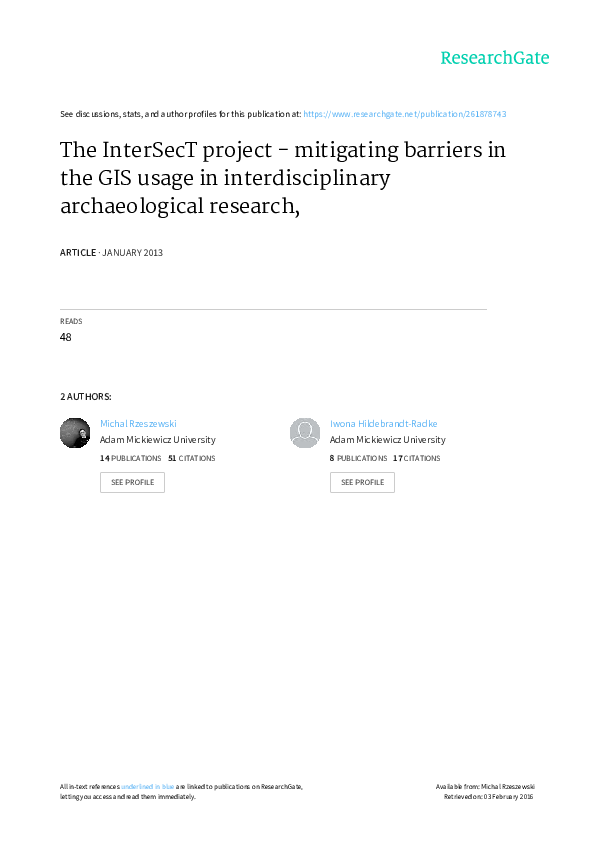 (PDF) The InterSecT project—mitigating barriers in GIS usage for ...