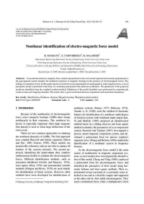 (PDF) Nonlinear identification of electro-magnetic force model