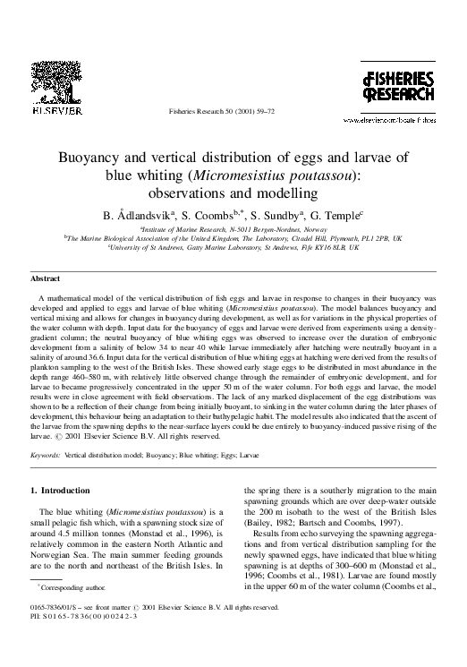 (PDF) Buoyancy and vertical distribution of eggs and larvae of blue ...