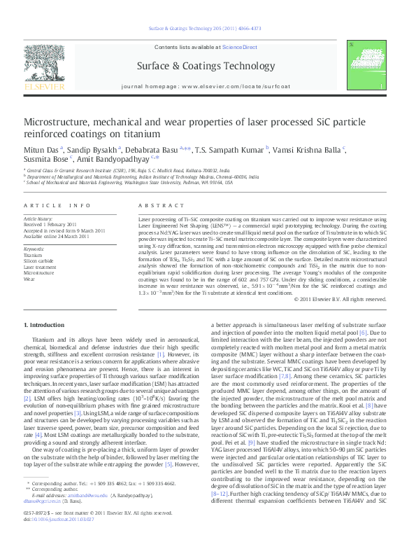 (PDF) Microstructure, mechanical and wear properties of TiC particulate reinforced 2Cr13 steel ...
