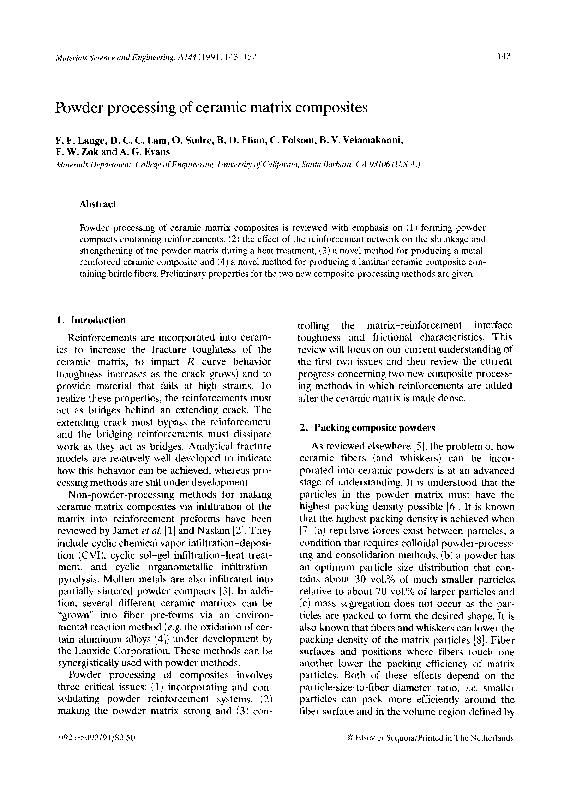 (PDF) Powder processing of ceramic matrix composites