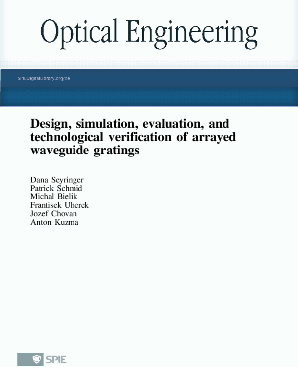 (PDF) Design, simulation, evaluation, and technological verification of arrayed waveguide gratings