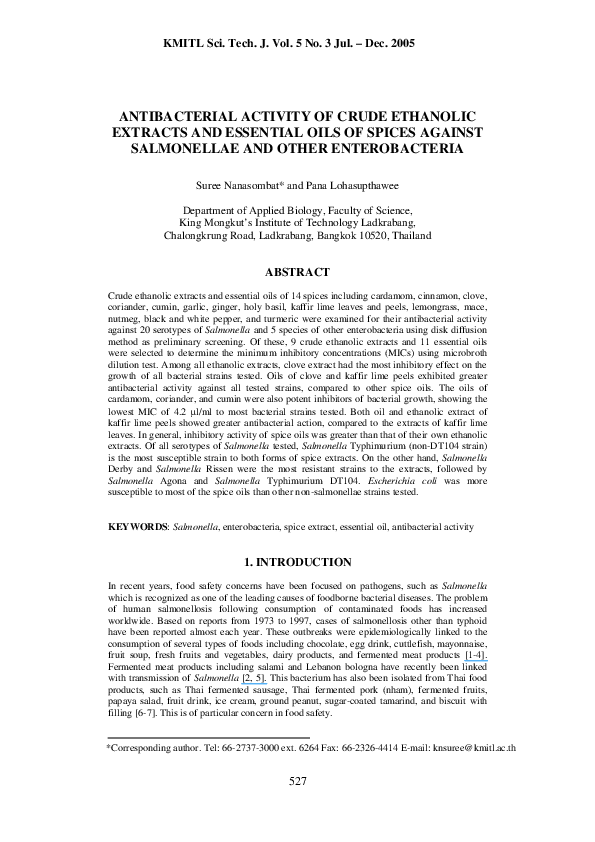 (PDF) Antibacterial activity of crude ethanolic extract and solvent fractions of Ficus ...