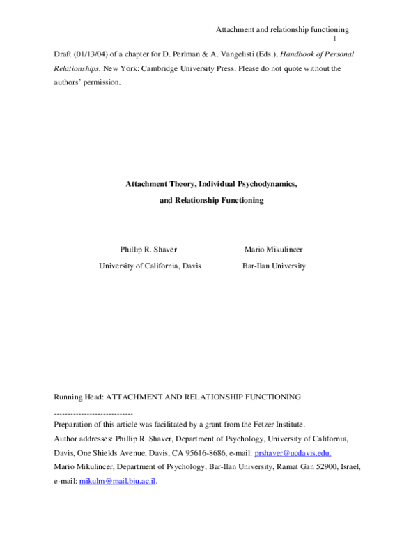 (PDF) The Cambridge handbook of personal relationships