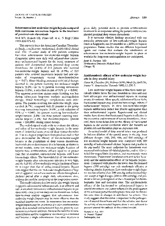 (PDF) Subcutaneous Low-Molecular-Weight Heparin Compared with ...