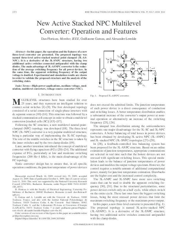 (PDF) New Active Stacked NPC Multilevel Converter: Operation and Features