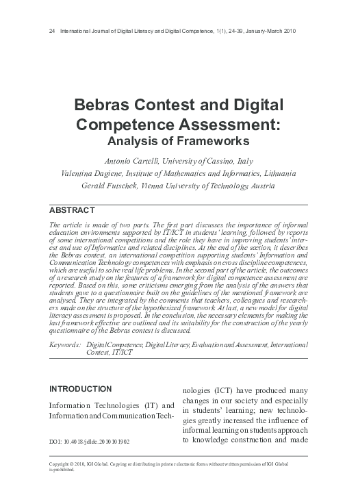 (PDF) Bebras Contest and Digital Competence Assessment