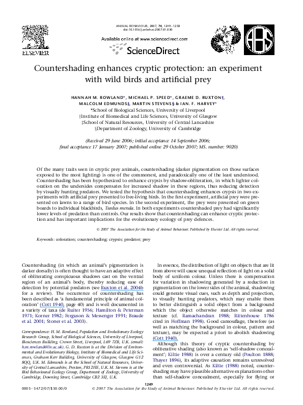 (PDF) Countershading enhances cryptic protection: an experiment with ...